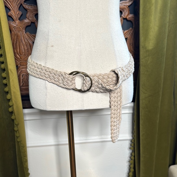 Vintage | Accessories | Vintage Braided Cream Belt With Gold Buckle ...